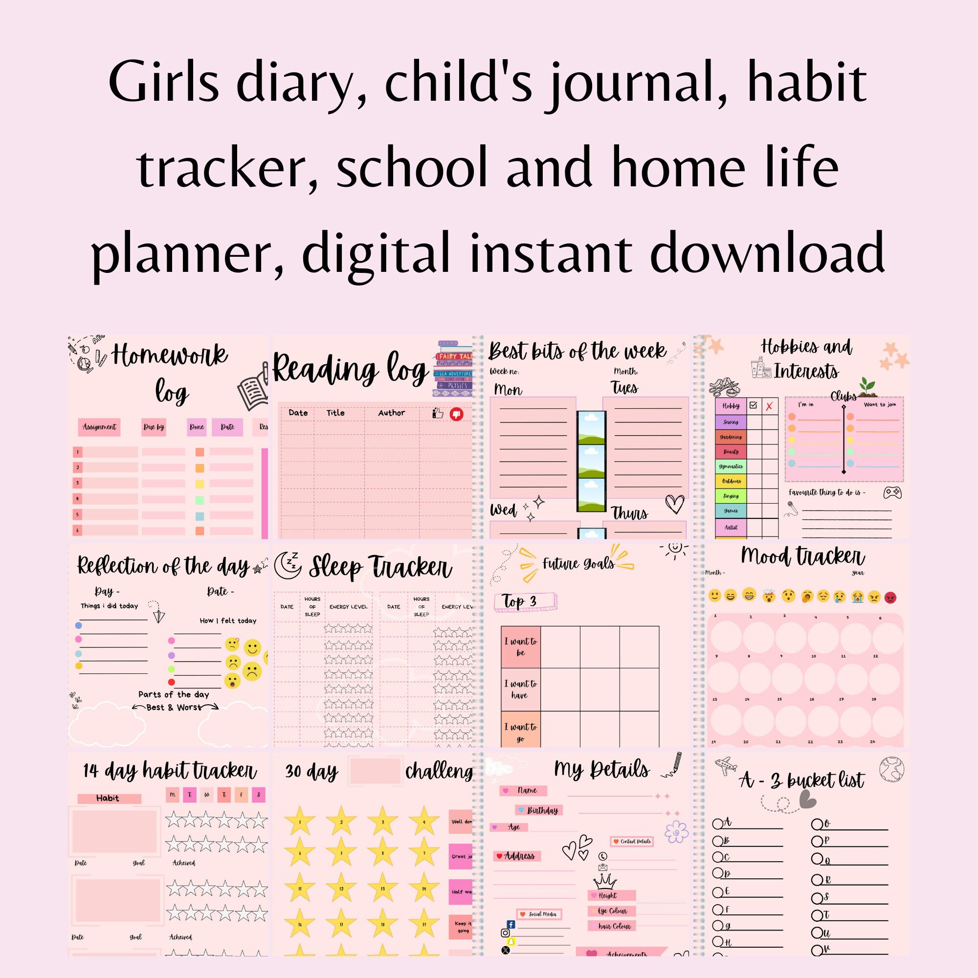 Ultimate Journal Bundle for Kids, Girls Diary, Child's Planner, Habit ...