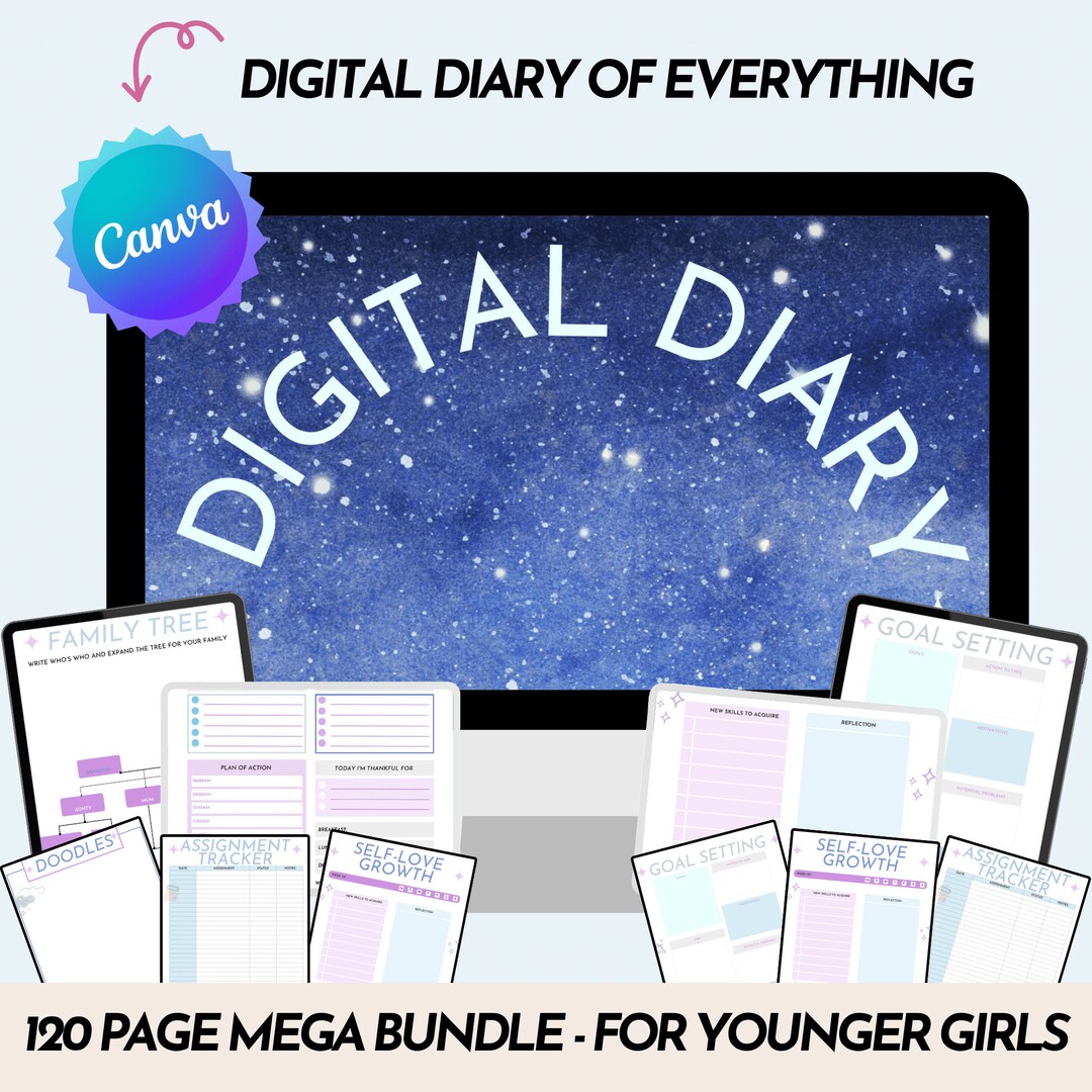 Digital Girls Planner and Journal With Trackers School & Home Life ...
