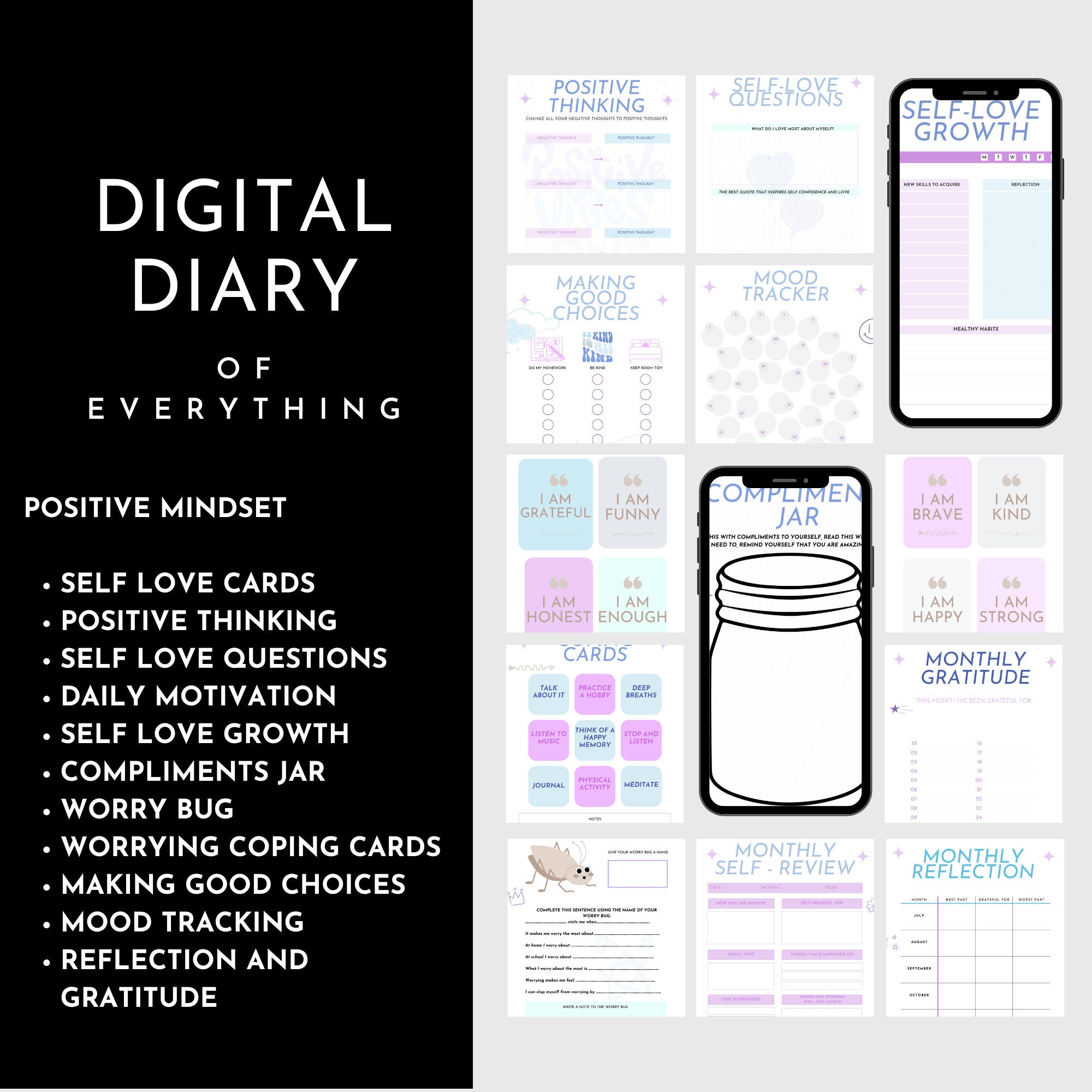Digital Girls Planner and Journal With Trackers School & Home Life ...