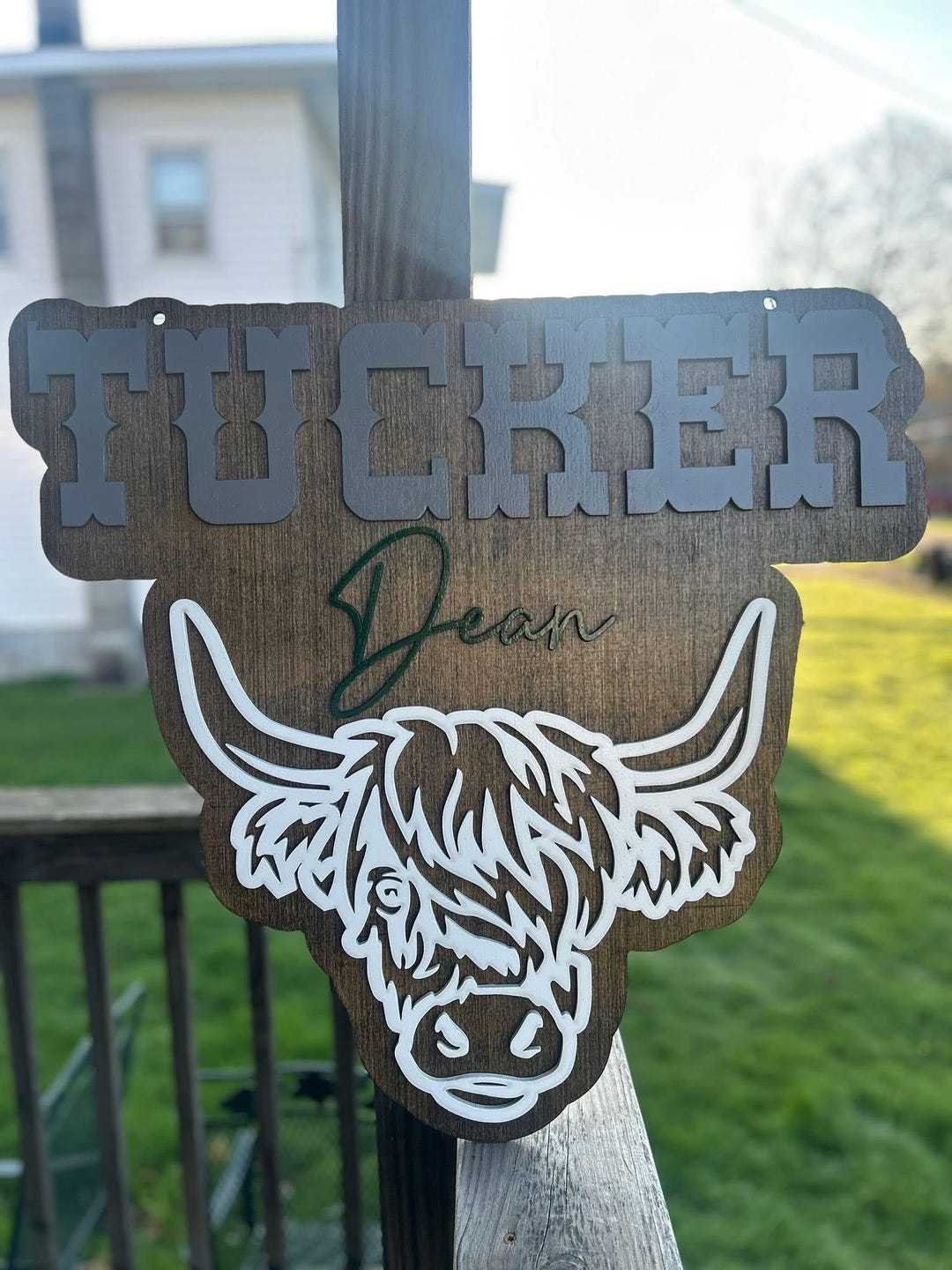 Rustic Highland Cow Name Sign: 3D Wood Farmhouse Nursery Decor - Etsy