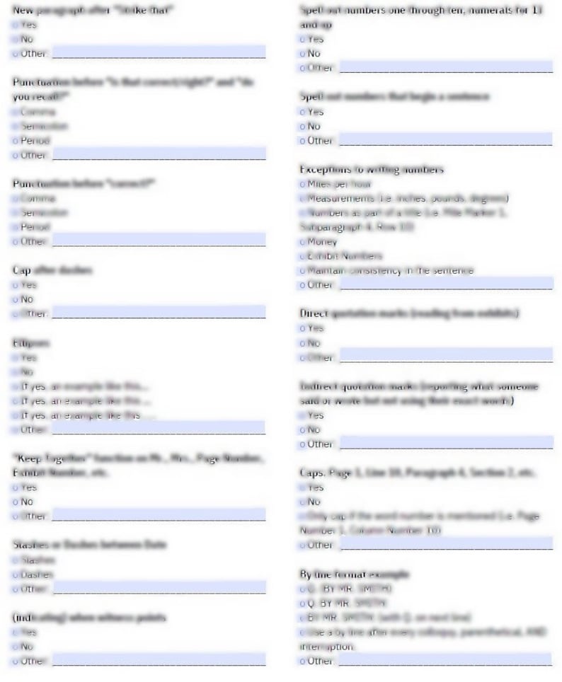 Basic PDF Court Reporter Preference Form - Etsy