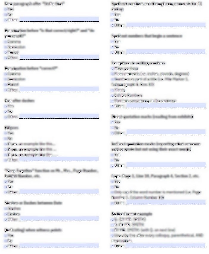 Basic PDF Court Reporter Preference Form - Etsy