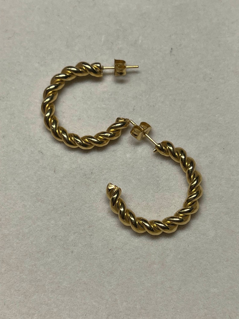Twist Huggie Hoops, Gold Twist Hoops, Gold Filled Tiny Hoops, Gold Twist Earrings, Twisted ...