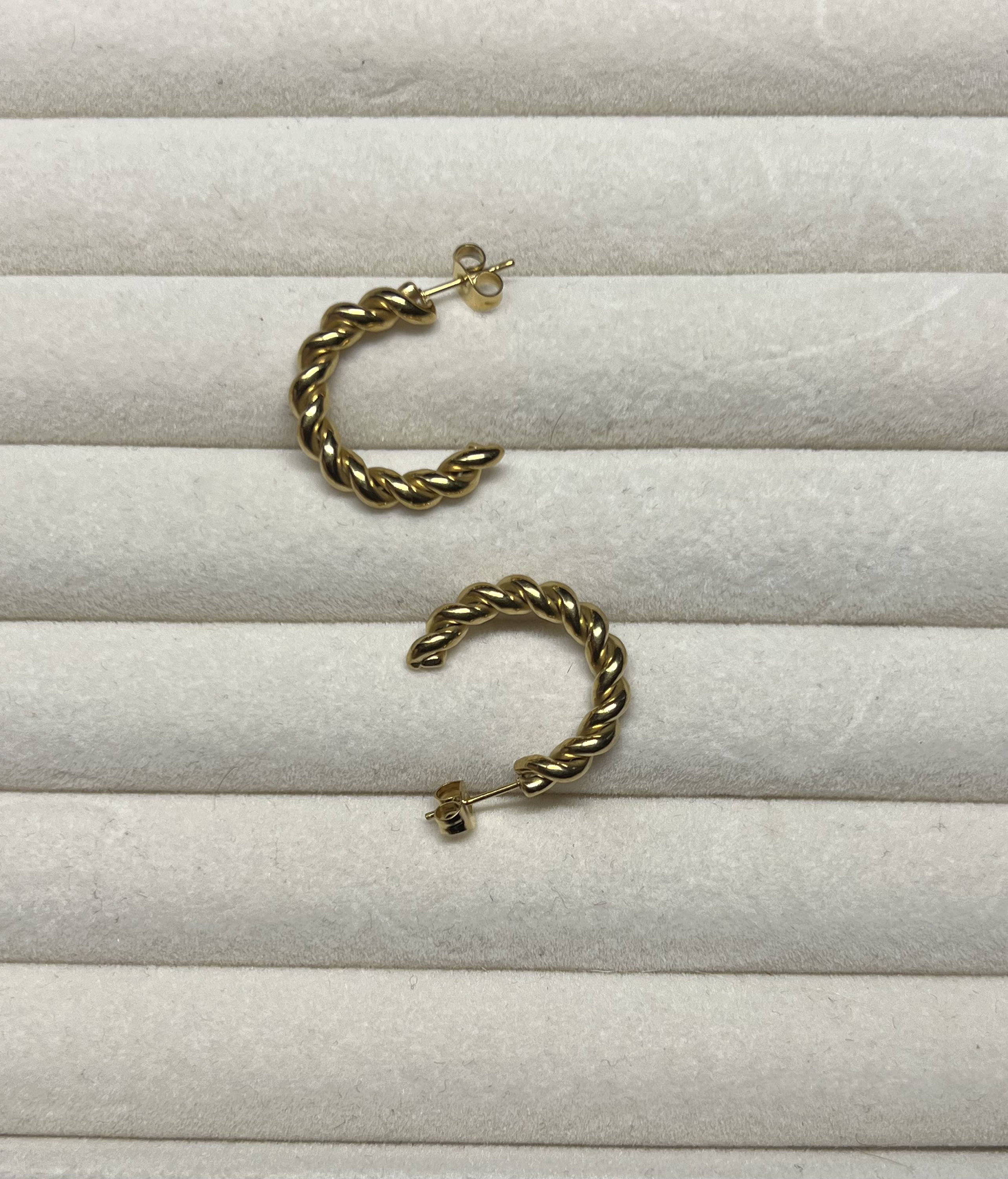 Small Twist Huggie Hoops, Gold Tiny Twist Hoops, Gold Filled Small Hoops, Gold Twist Earrings ...