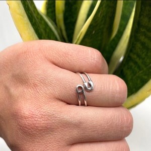 925 Sterling Silver Safety Pin Ring, Wrap Ring, Handmade Jewelry ...