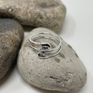 925 Sterling Silver Safety Pin Ring, Wrap Ring, Handmade Jewelry ...