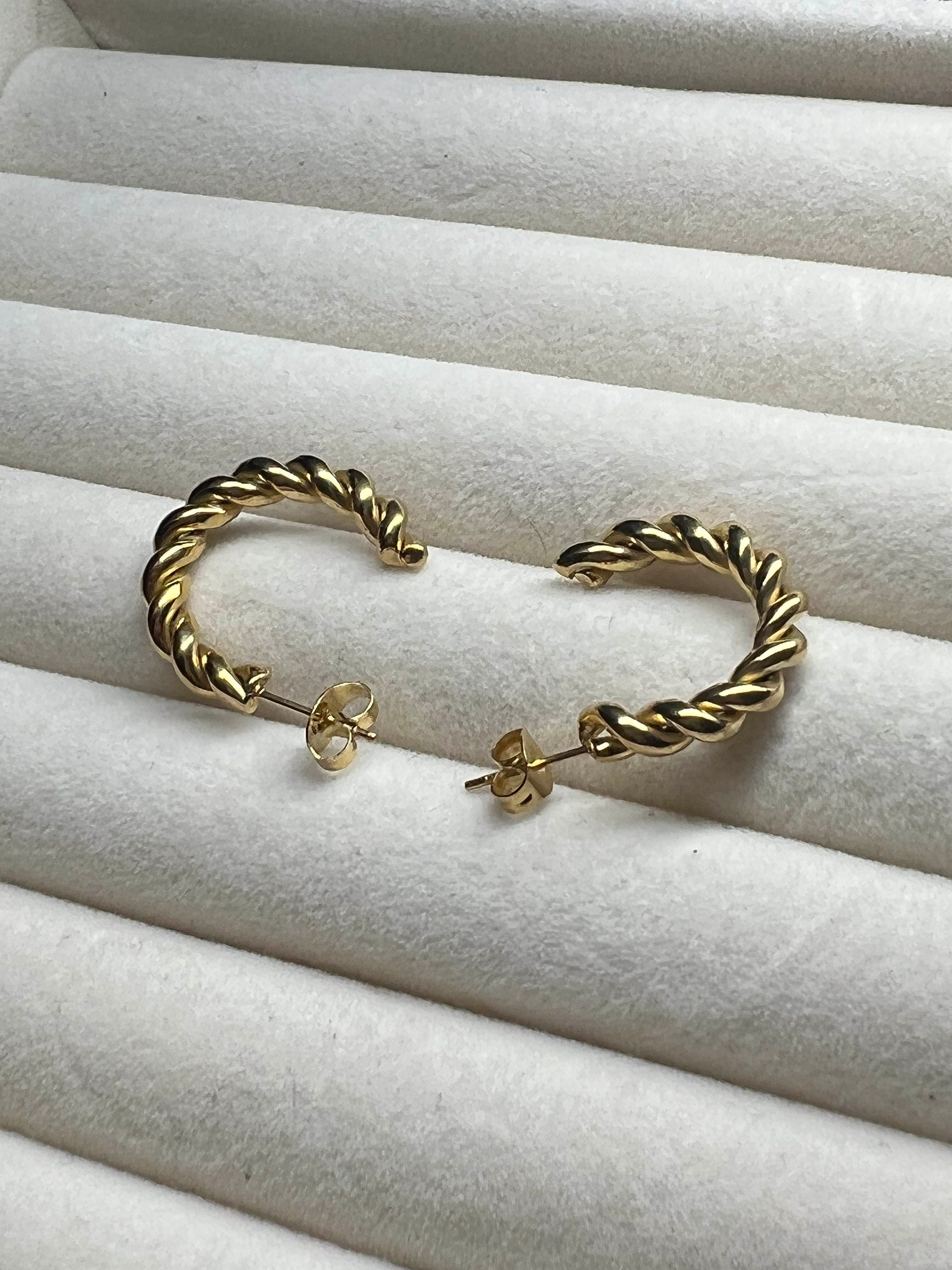 Small Twist Huggie Hoops, Gold Tiny Twist Hoops, Gold Filled Small Hoops, Gold Twist Earrings ...