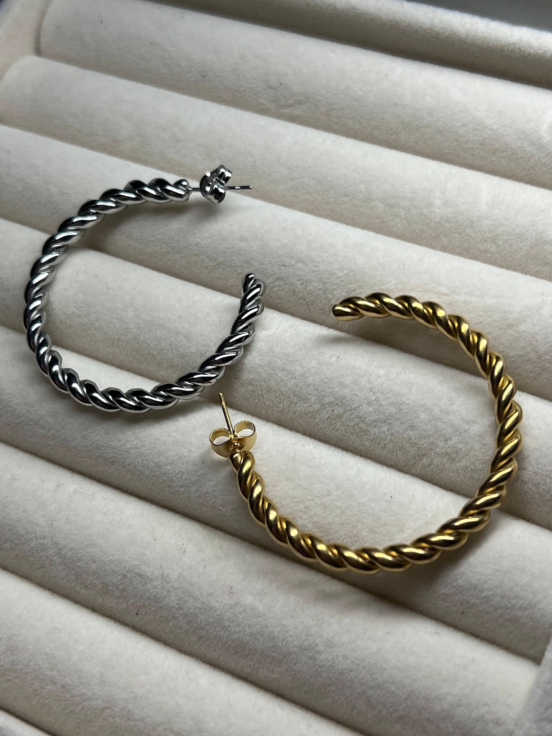 Twist Huggie Hoops, Gold Twist Hoops, Gold Filled Tiny Hoops, Gold Twist Earrings, Twisted Big ...