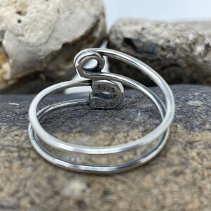 925 Sterling Silver Safety Pin Ring, Wrap Ring, Handmade Jewelry ...