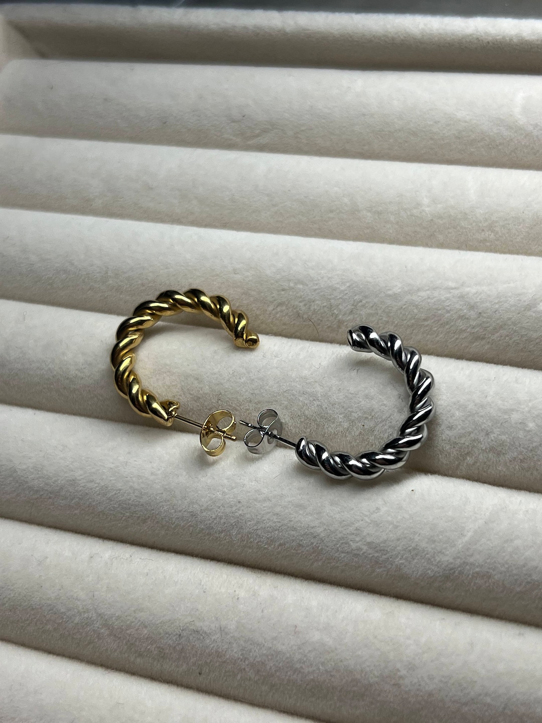 Small Twist Huggie Hoops, Gold Tiny Twist Hoops, Gold Filled Small Hoops, Gold Twist Earrings ...