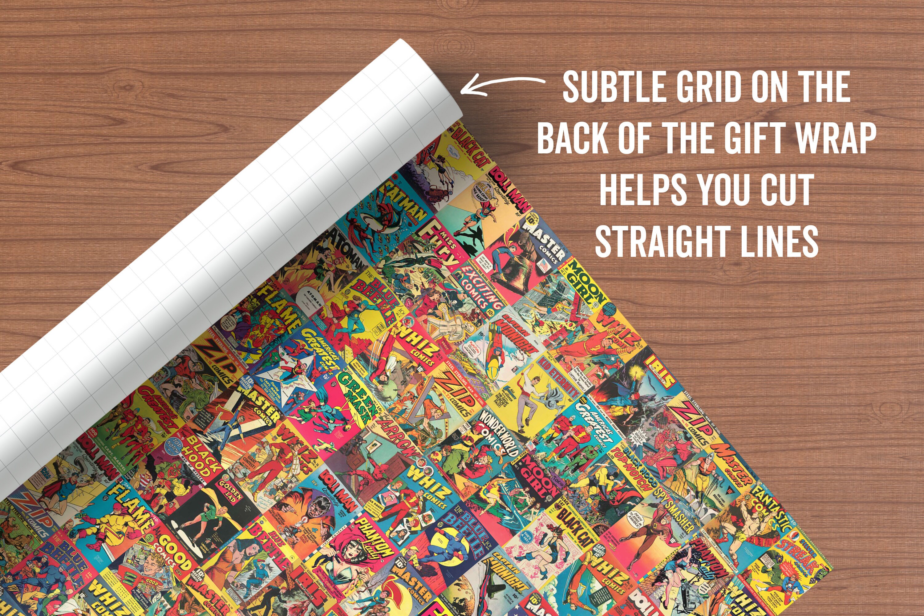 Vintage Superheroes Comic Book Gift Wrap: 9 Folded Sheets for Wrapping ...