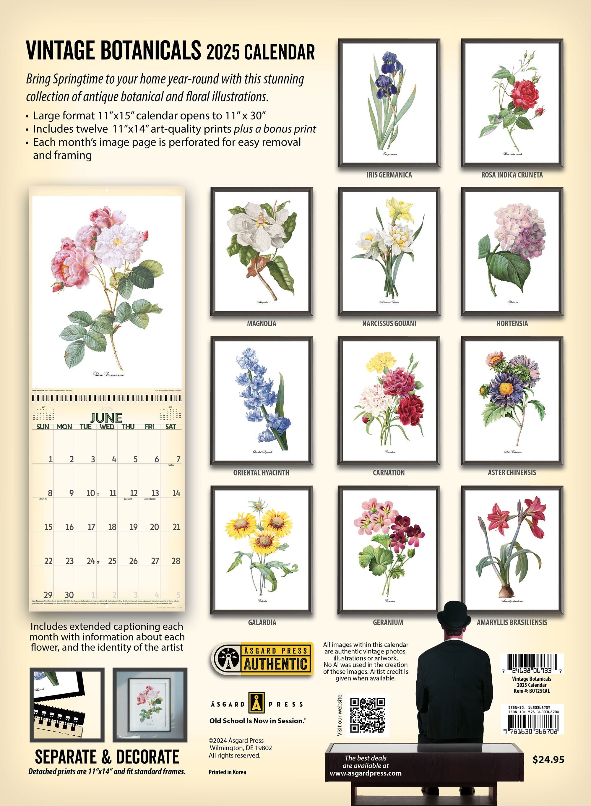 2025 Vintage Botanicals Calendar Antique Botanical Art & Descriptions ...