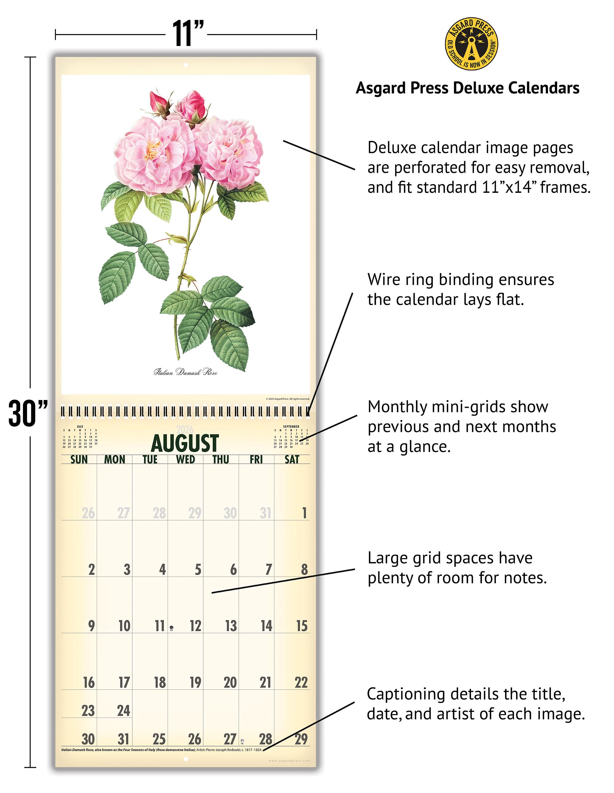 2026 Vintage Botanicals Deluxe Calendar – Antique Floral Art, Frameable ...