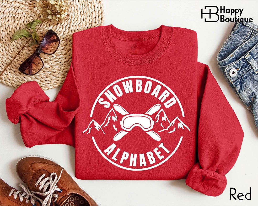 Snowboard Alphabet Sweatshirt, Snowboarder Shirt, Family Holiday, Apres ...