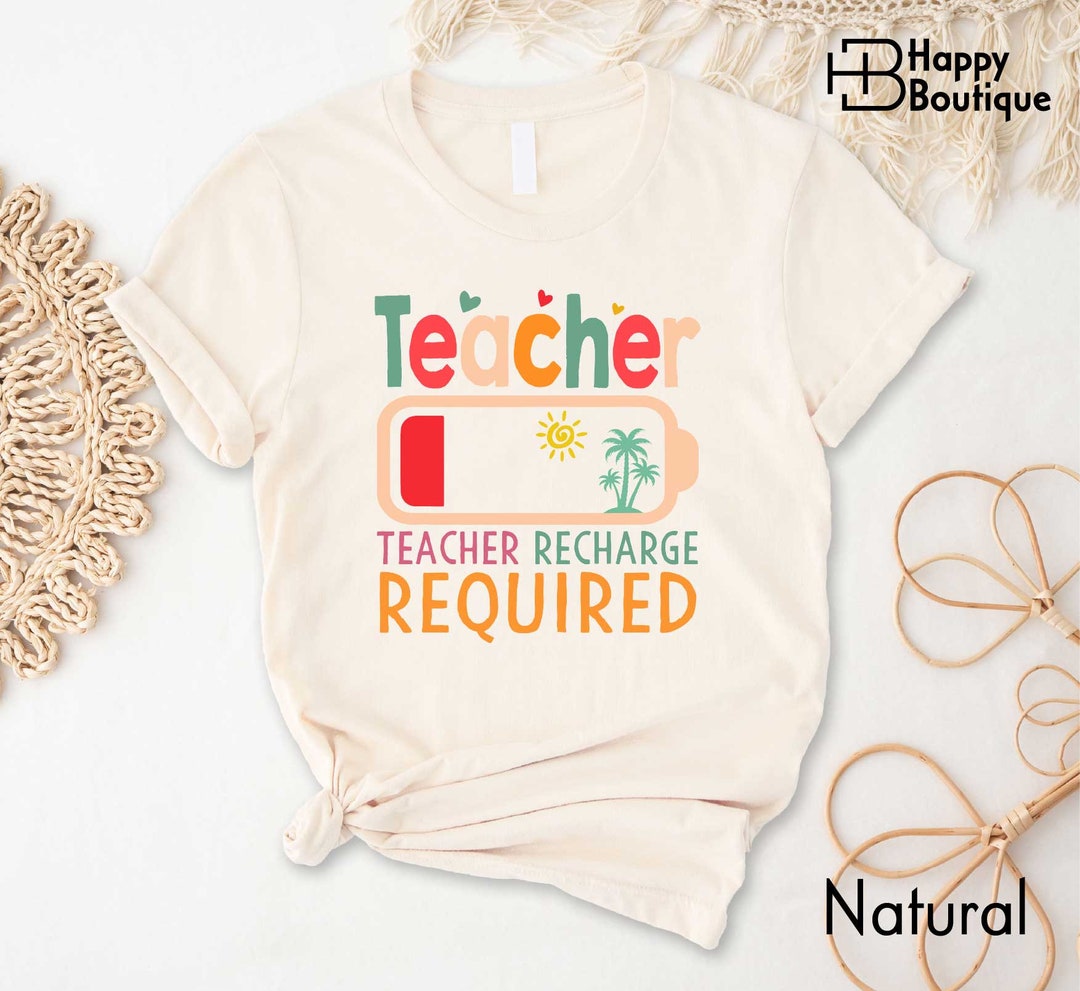 Teacher Recharge Requıred Shirt, Teacher Shirt, Elementary School Shirt ...