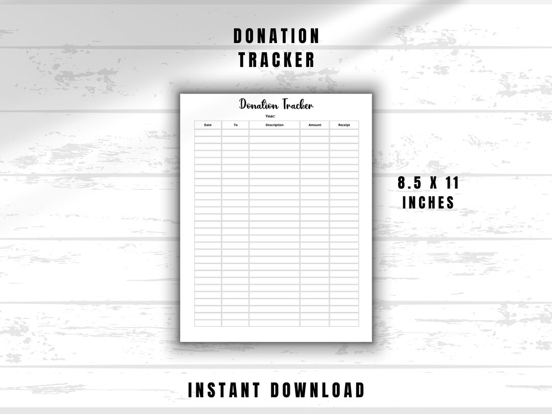Donation Tracker, Planner Insert, Letter Size, HP Big, Budget, Expense ...