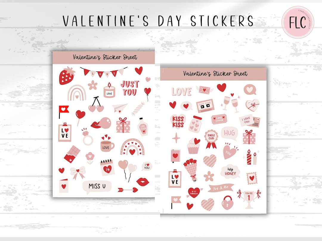 Valentines Day Sticker Sheets - Etsy