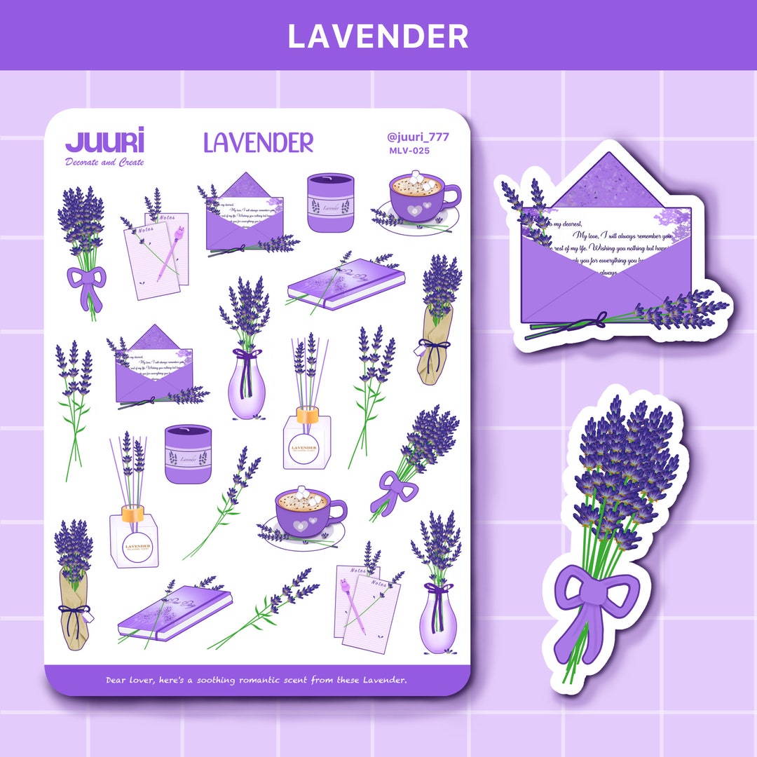 Sticker Sheet Lavender Purple Flowers for Bullet Journaling Planner ...