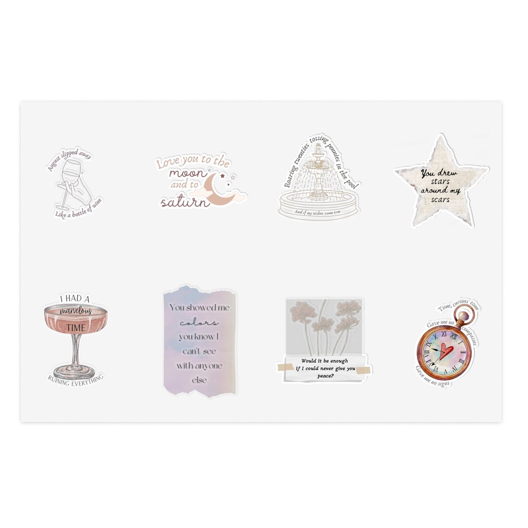 Taylor Swift Folklore Album Song Lyrics Colorful Sticker Sheet Cardigan ...