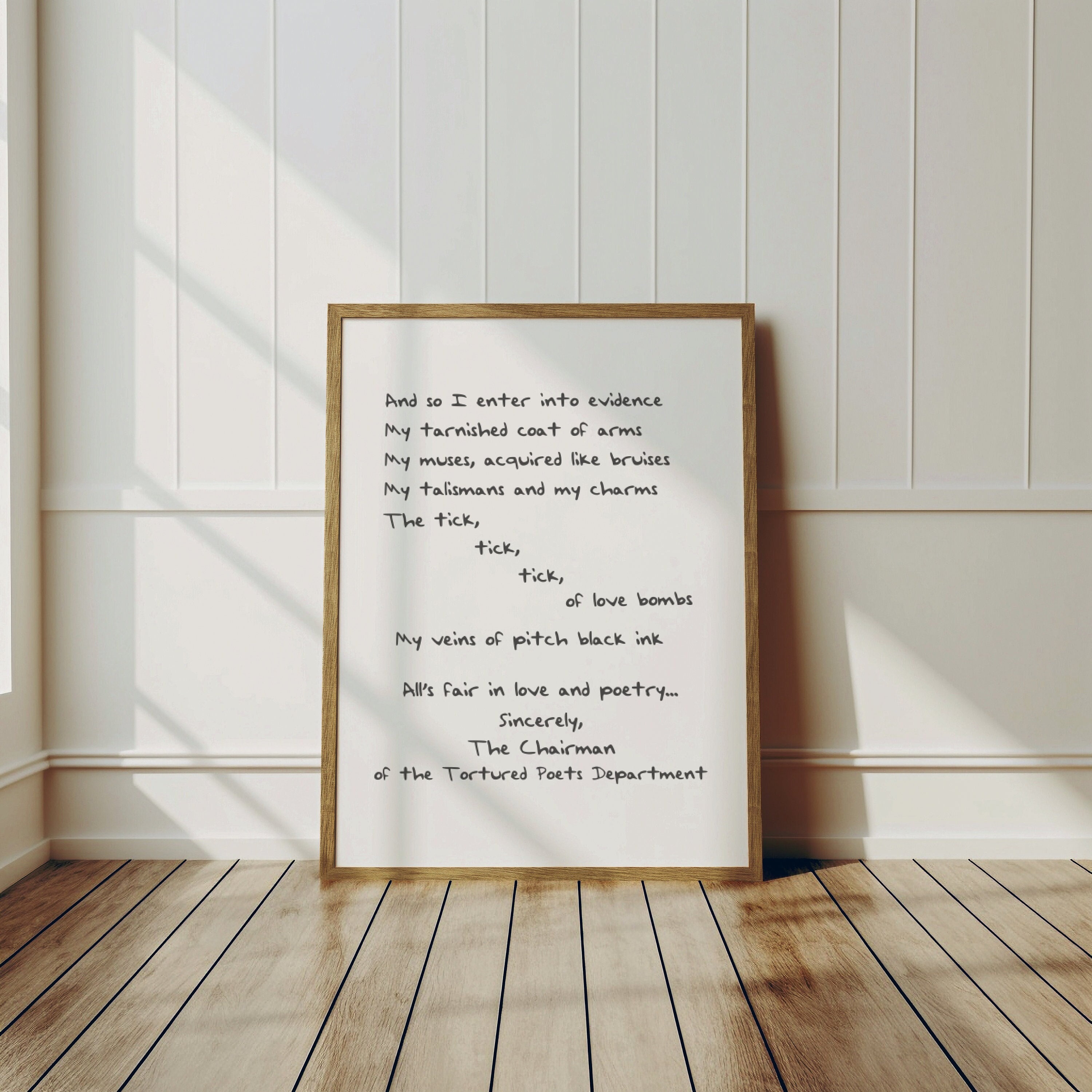 The Tortured Poets Department Poem Poster, Taylor by Ibrahim Hassan ...