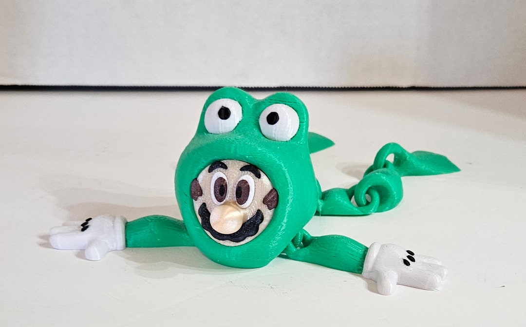8 Inch 3d Printed Luigi in Frog Suite Flexi Articulating - Etsy