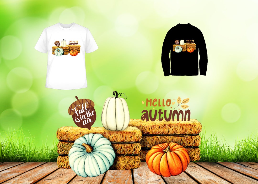 Autumn Fall Haystack With Pumpkins Digital Art Png. - Etsy