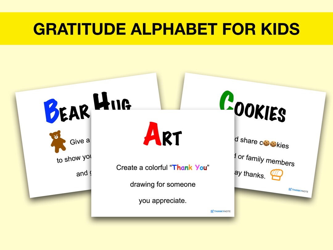 Gratitude Alphabet for Kids, Practicing Gratitude for Kids, Gratitude ...