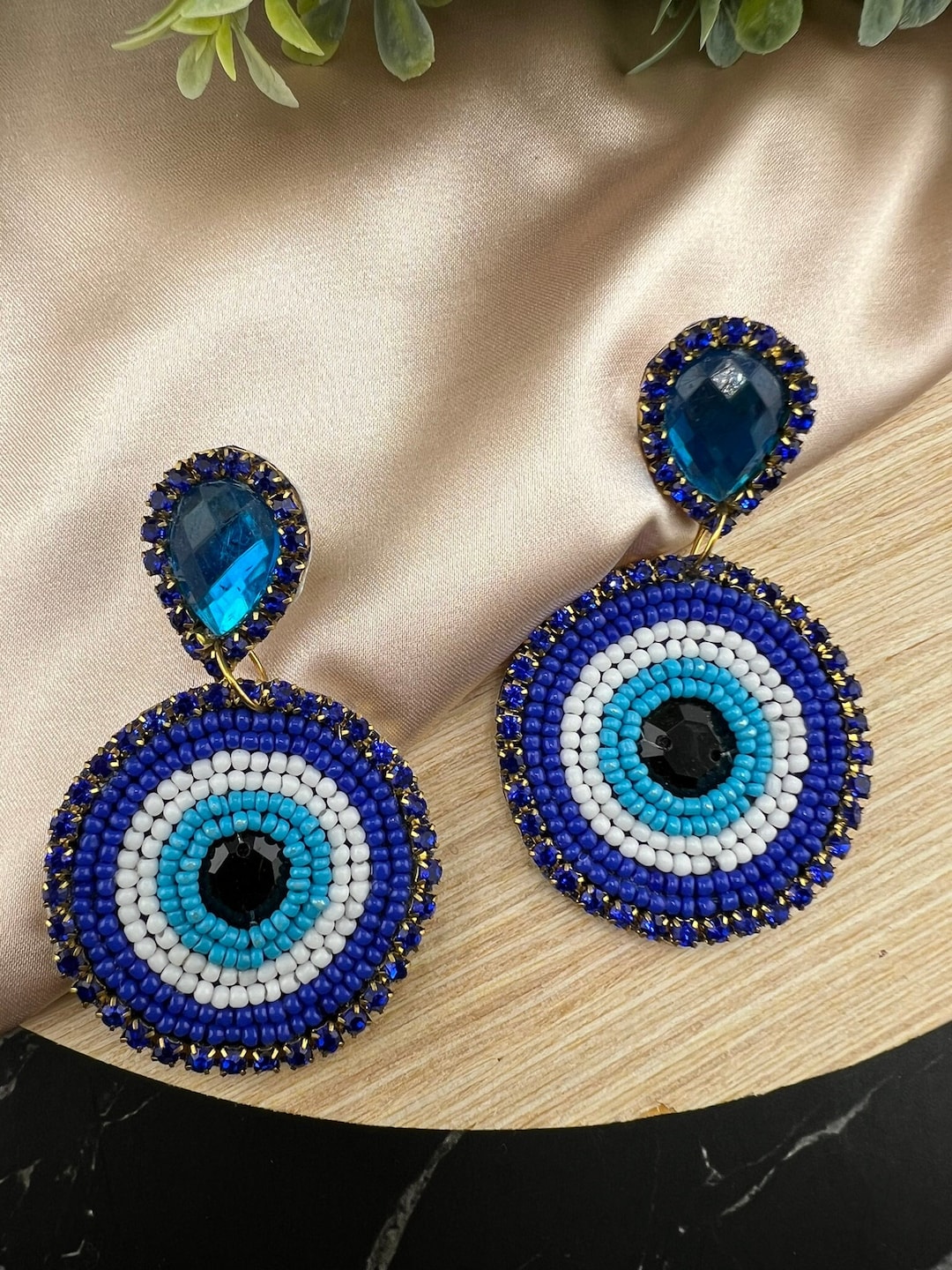 Evil Eye Beaded Dangle Earrings/handmade Earring/statement Earring/boho ...