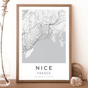 NICE France Map Print | Map of Nice | Digital Wall Art | Nice City Map ...