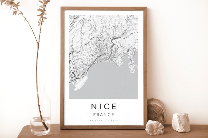 NICE France Map Print | Map of Nice | Digital Wall Art | Nice City Map ...