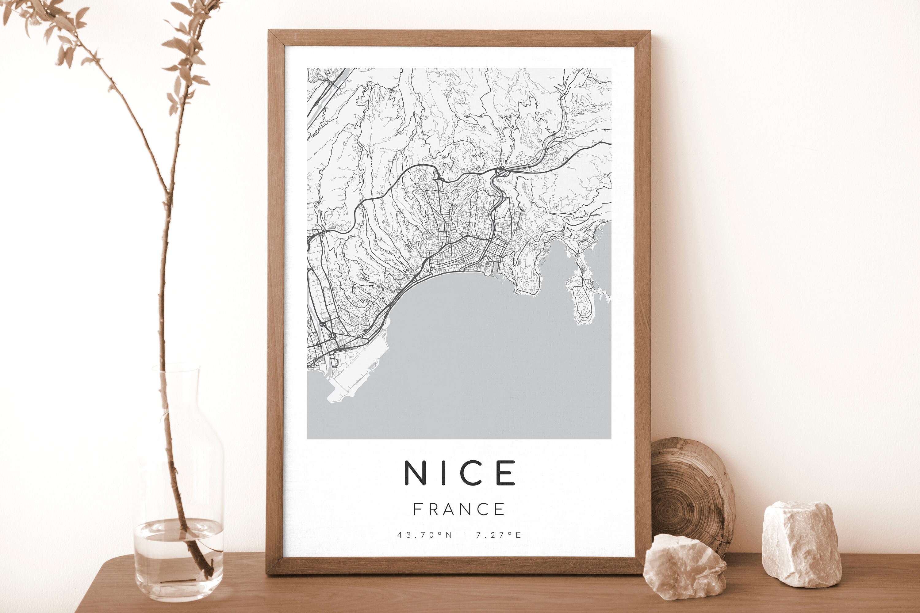 NICE France Map Print | Map of Nice | Digital Wall Art | Nice City Map ...