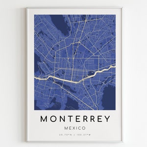 MONTERREY Mexico Map Print | Map of Monterrey | Digital Wall Art ...