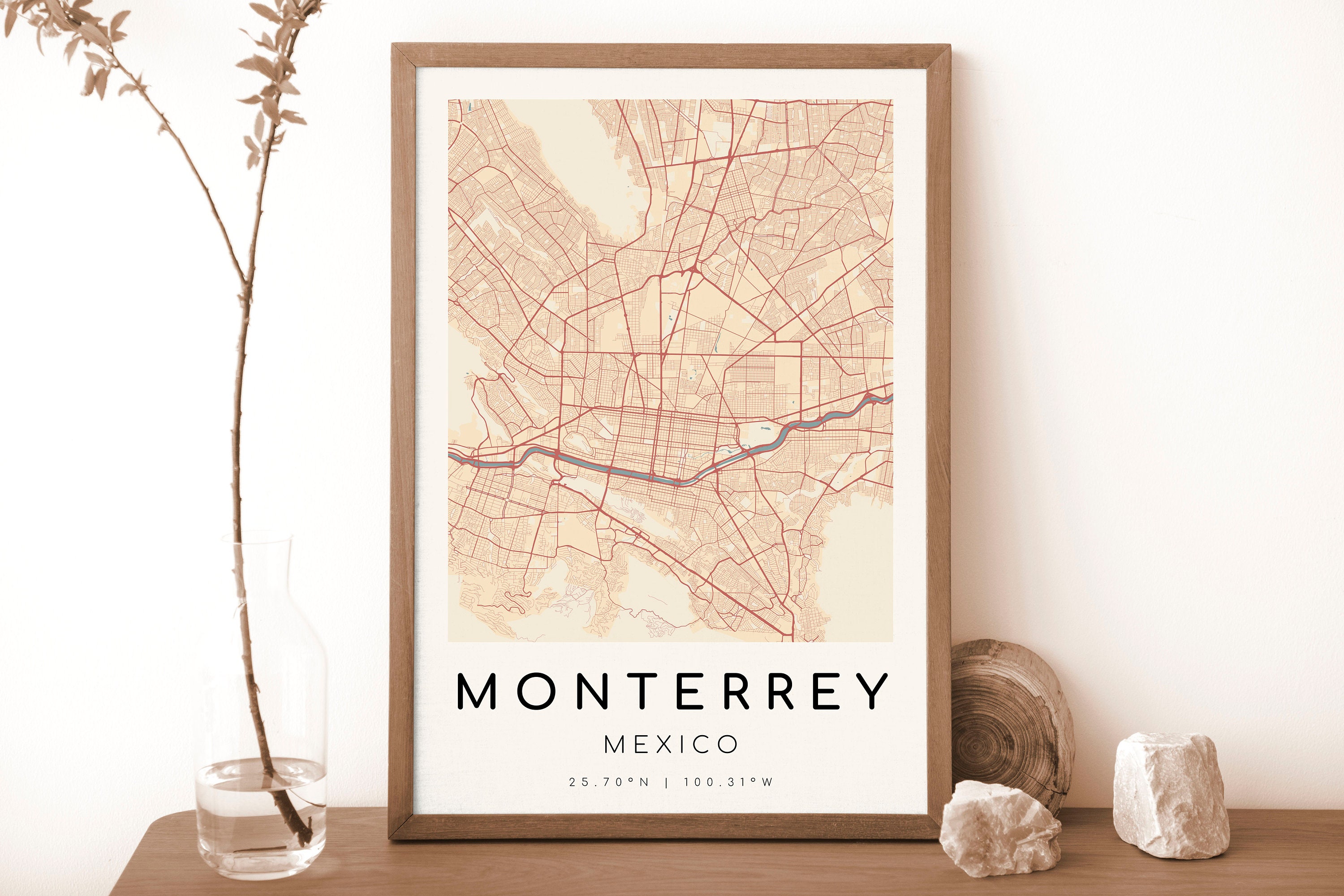 MONTERREY Mexico Map Print Map of Monterrey Digital Wall Art Monterrey ...