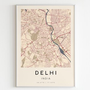 DELHI India Map Print | Map of Delhi | Digital Wall Art | Delhi City ...