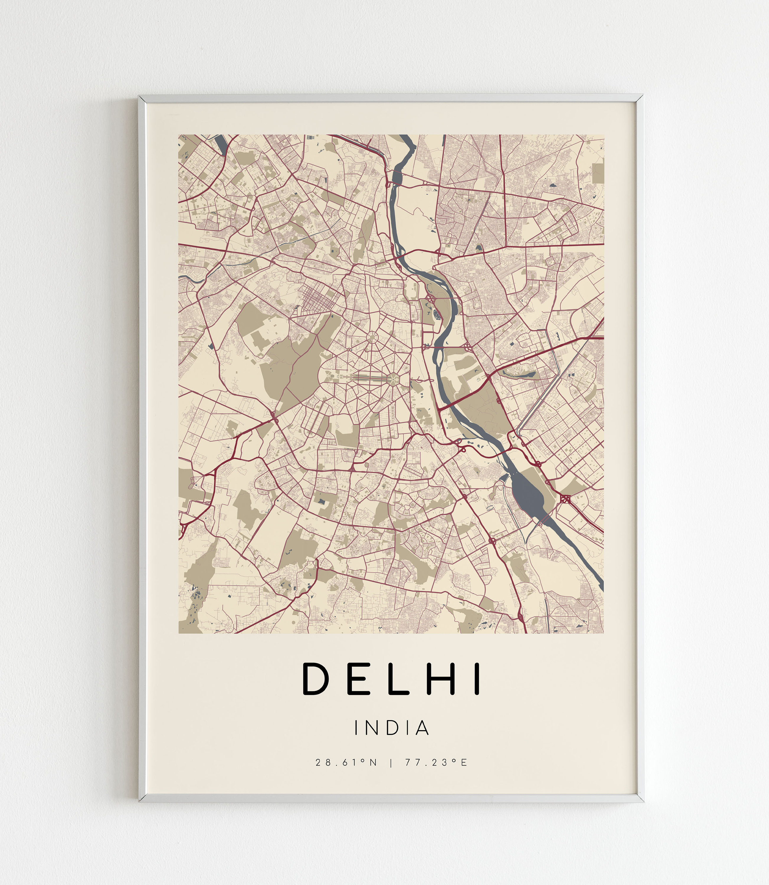 DELHI India Map Print Map of Delhi Digital Wall Art Delhi City Map ...