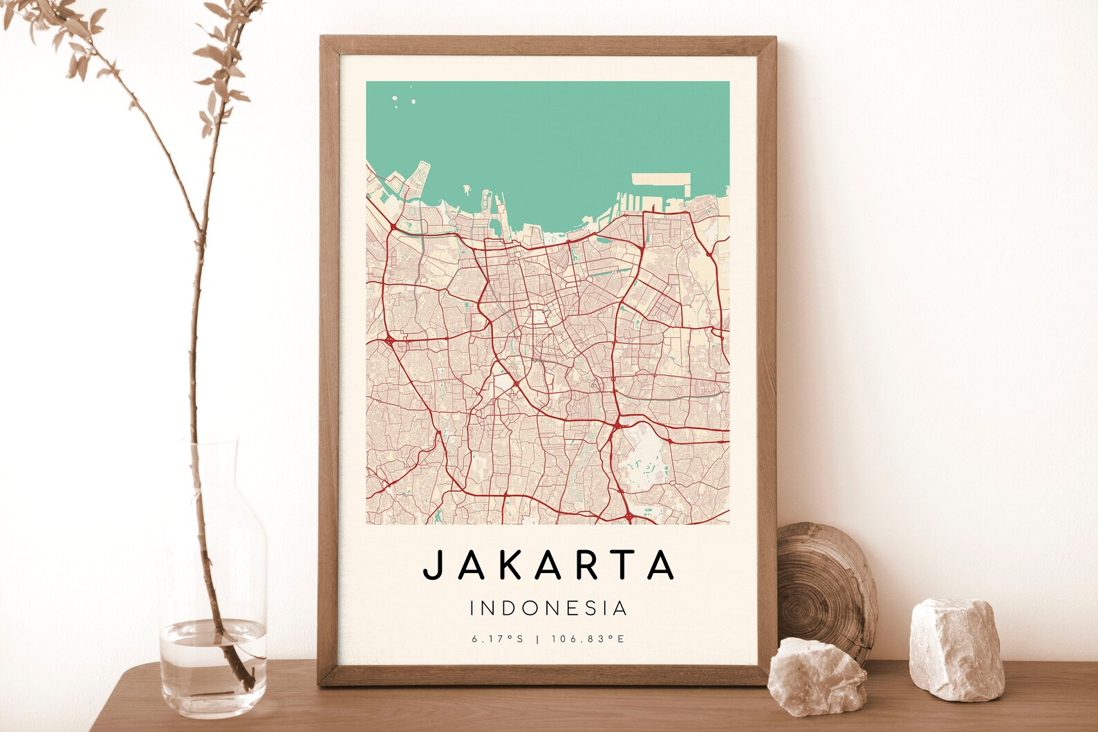 JAKARTA Indonesia Map Print Map of Jakarta Digital Wall Art Jakarta ...