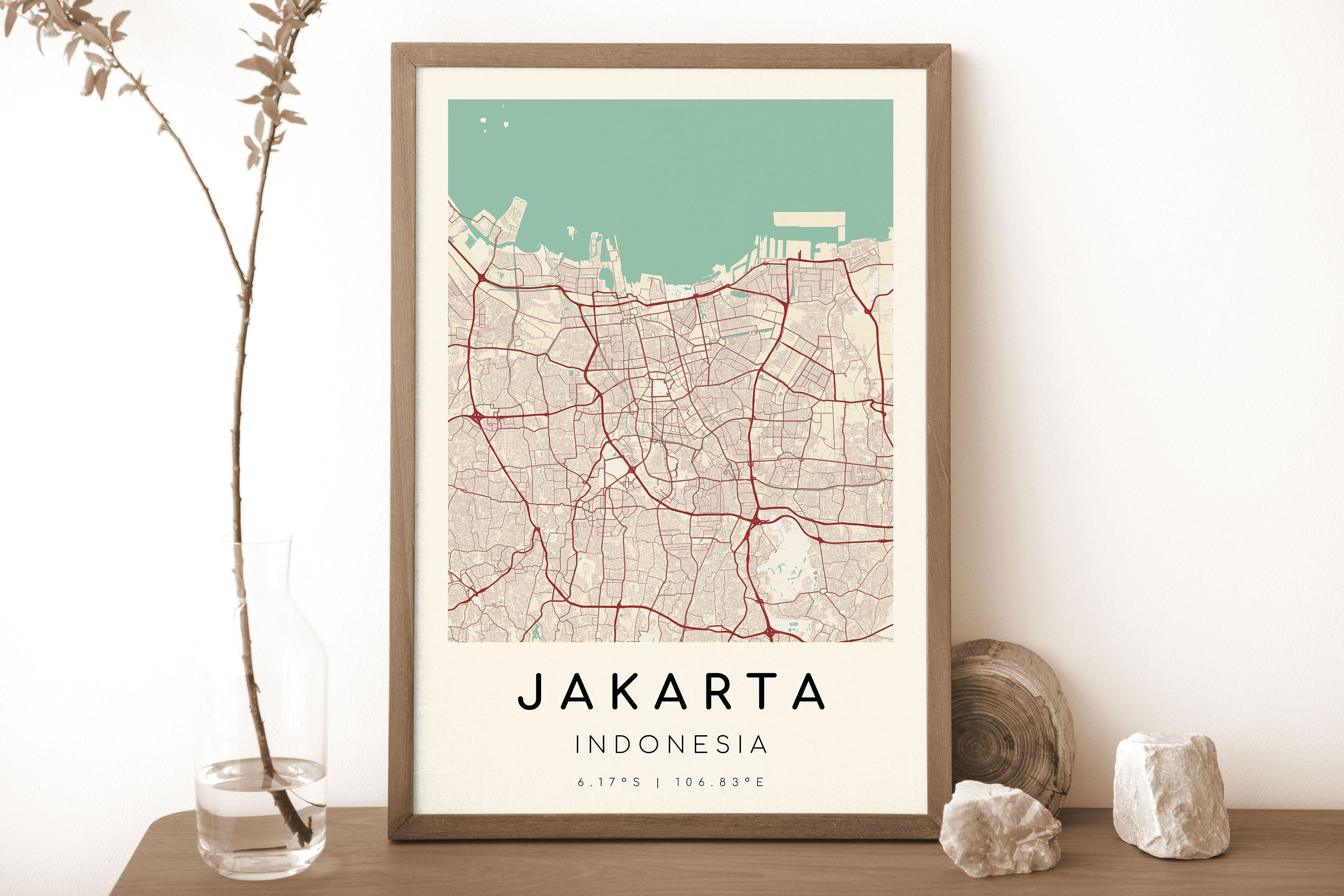 JAKARTA Indonesia Map Print Map of Jakarta Digital Wall Art Jakarta ...