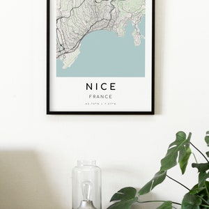 NICE France Map Print | Map of Nice | Digital Wall Art | Nice City Map ...
