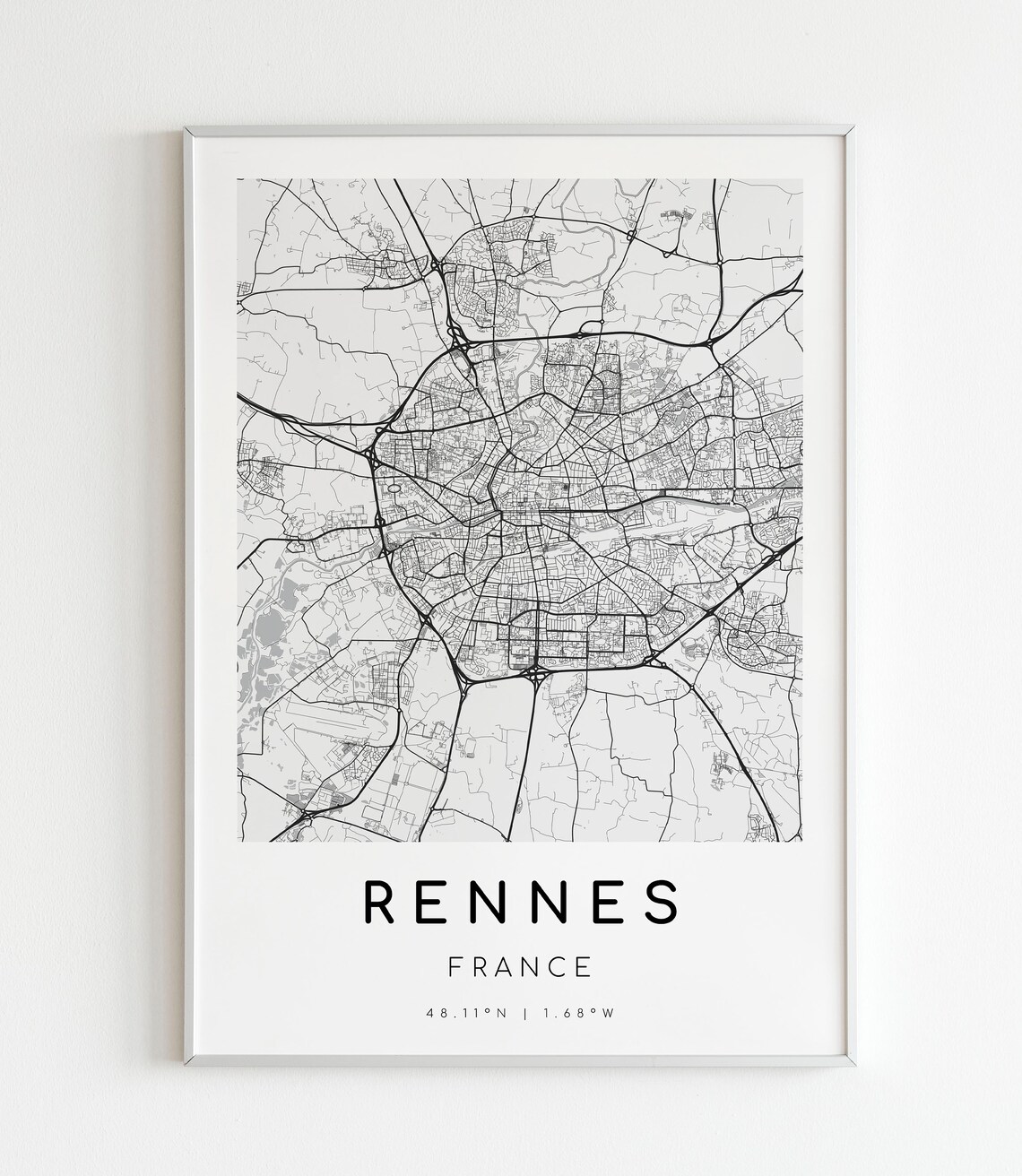 RENNES France Map Print Map of Rennes Digital Wall Art - Etsy