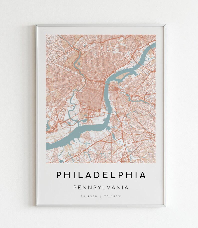 PHILADELPHIA Pennsylvania Map Print | Map of Philadelphia | Digital ...
