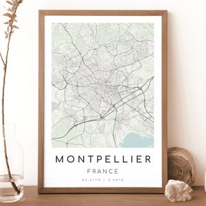 MONTPELLIER France Map Print Map of Montpellier Digital Wall Art ...