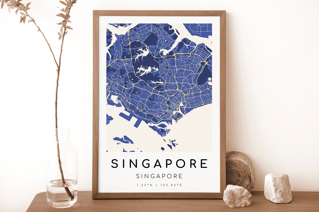 SINGAPORE Singapore Map Print | Map of Singapore | Digital Wall Art ...