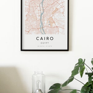 CAIRO Egypt Map Print | Map of Cairo | Digital Wall Art | Cairo City ...