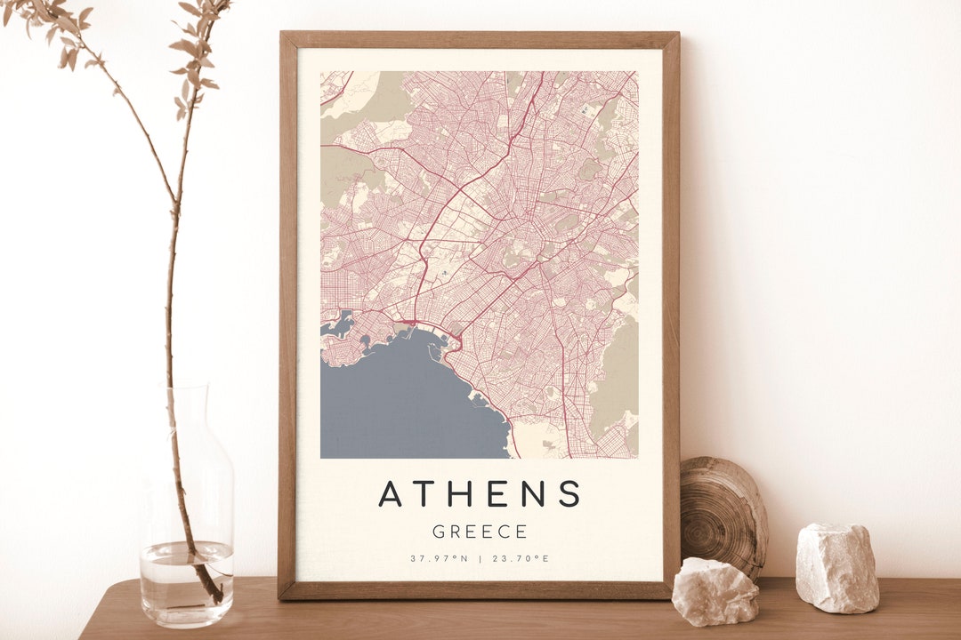 ATHENS Greece Map Print | Map of Athens | Digital Wall Art | Athens ...