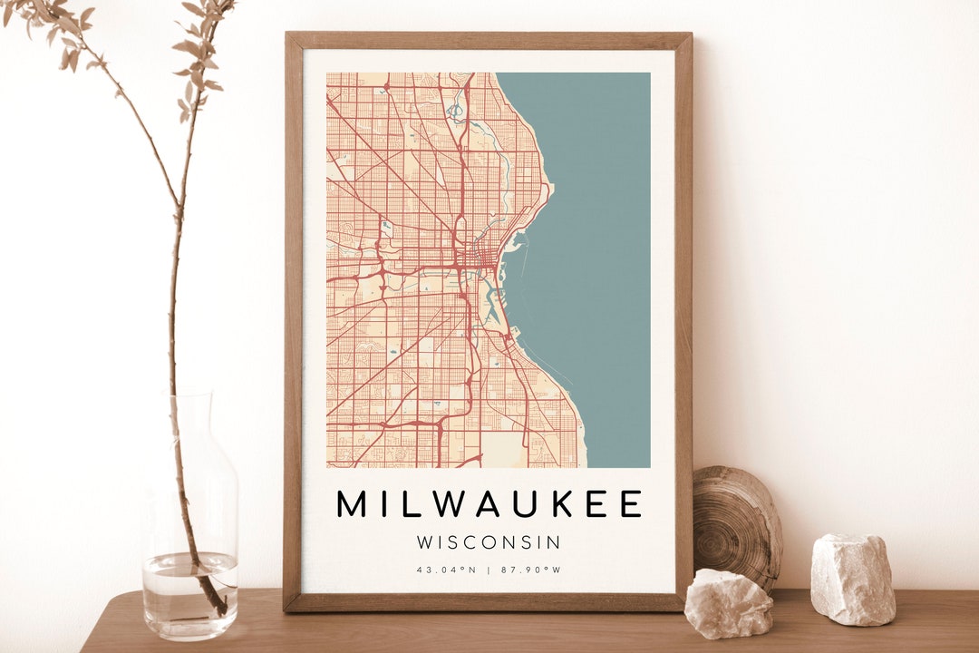 MILWAUKEE Wisconsin Map Print | Map of Milwaukee | Digital Wall Art ...