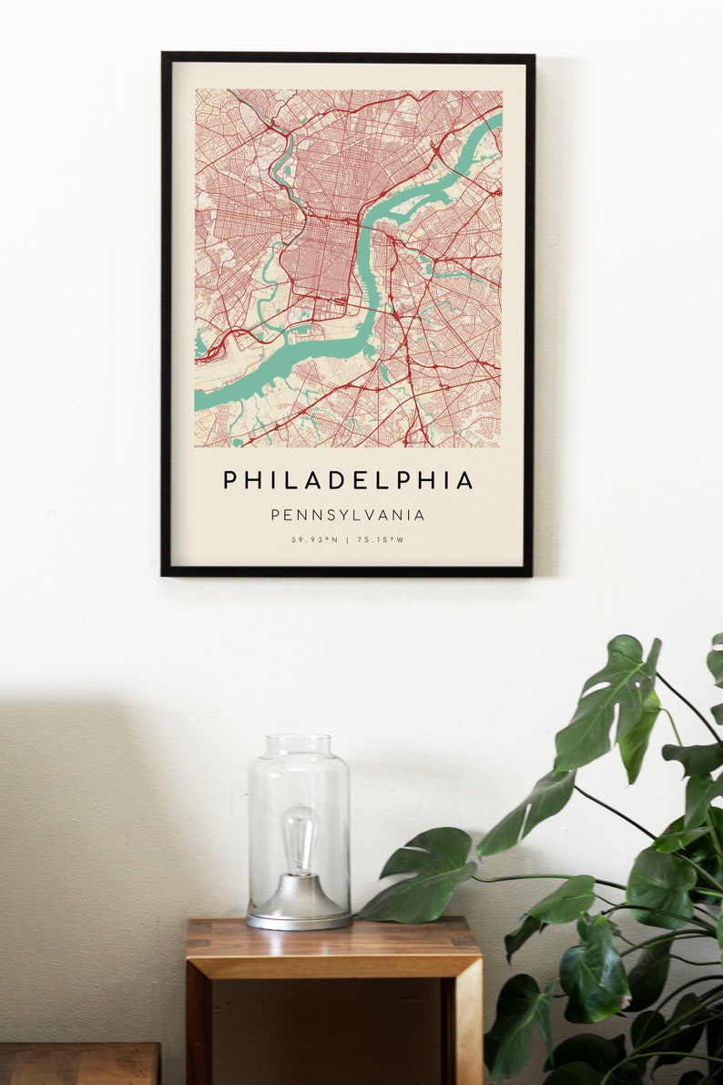 PHILADELPHIA Pennsylvania Map Print | Map of Philadelphia | Digital ...