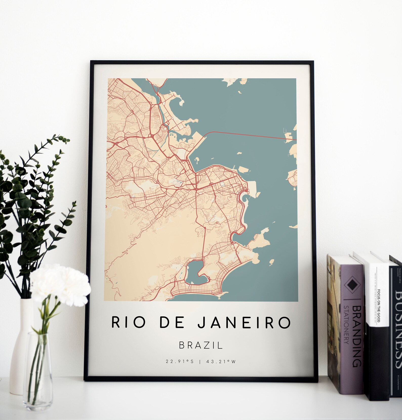RIO DE JANEIRO Brazil Map Print | Map of Rio De Janeiro | Digital Wall ...