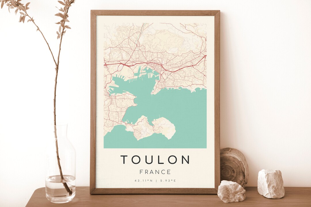 TOULON France Map Print | Map of Toulon | Digital Wall Art | Toulon ...