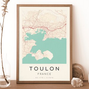 TOULON France Map Print | Map of Toulon | Digital Wall Art | Toulon ...