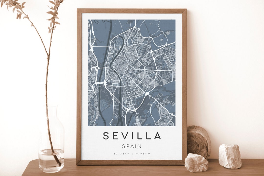 SEVILLA Spain Map Print | Map of Sevilla | Digital Wall Art | Sevilla ...